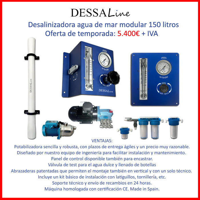 Oferta desalinizadora barco DessaLine, 150 litros por hora – DESSAL ...